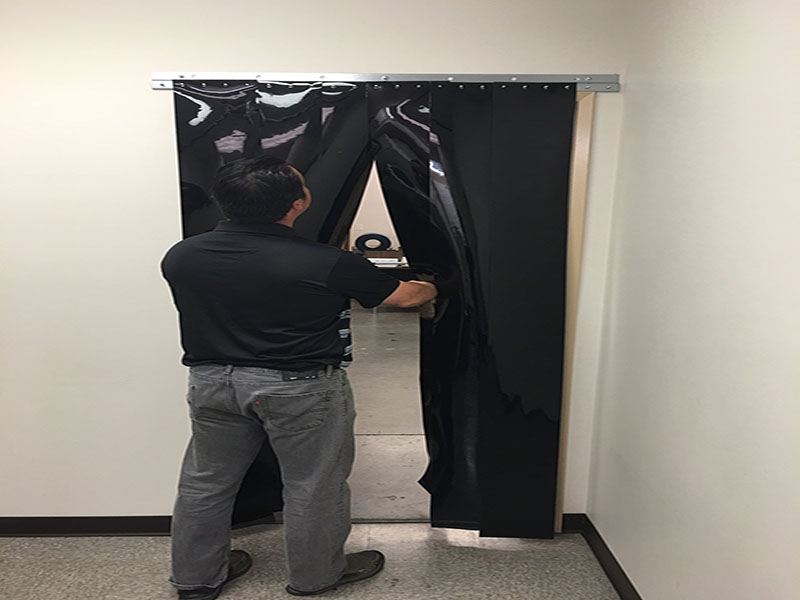 Strip Door - 120 in. X 108 in. Black Opaque 8 in. - Strip-Curtains.com