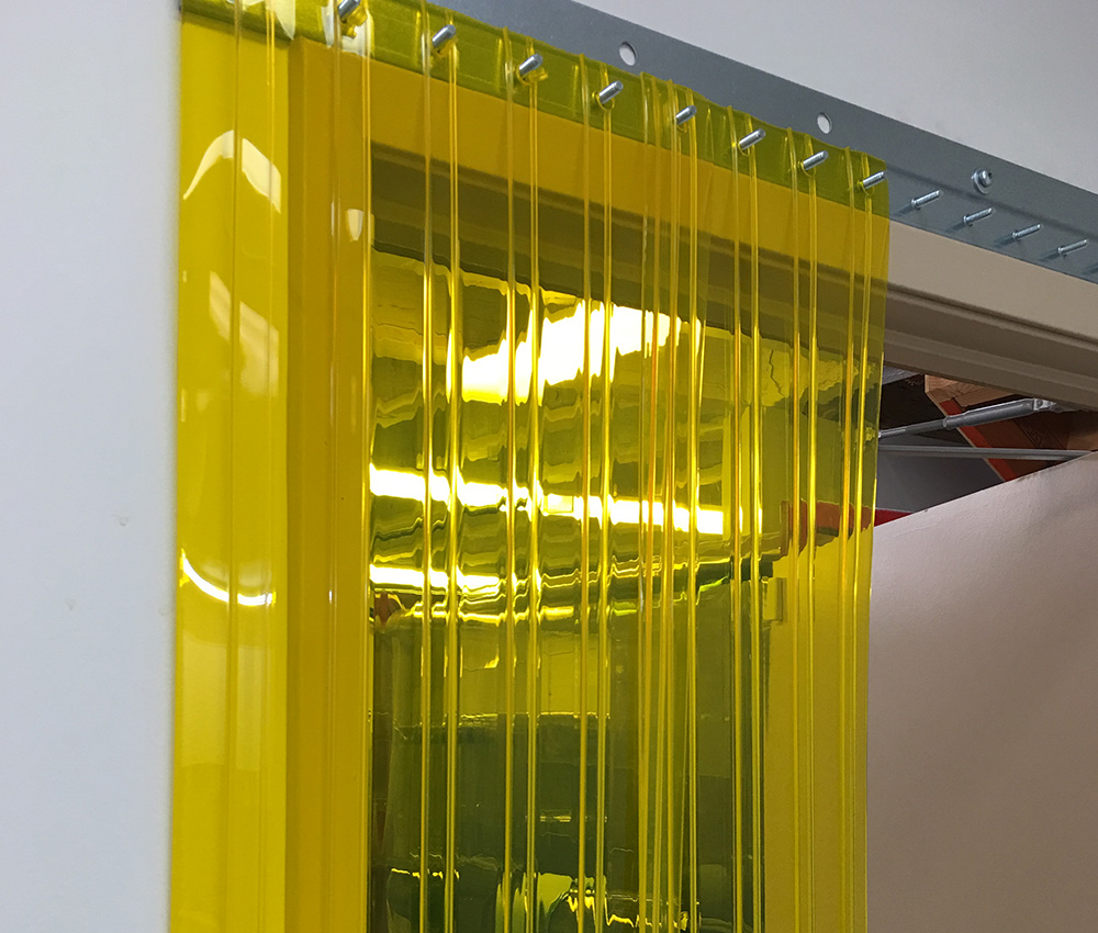 Strip Door - 34 in. X 72 in. Yellow Ribbed 8 in. - Strip-Curtains.com